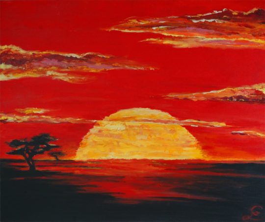 african sunset - acrylic paint, in Past Commission Works
